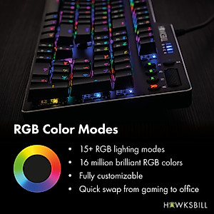 Hawksbill Scorpion V1 Wired Mechanical Gaming Keyboard – Tactile & Clicky – Brilliant RGB Lighting Compact Form Factor Customizable Keys & Multimedia Function 104 Keys