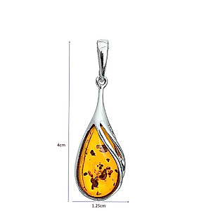 Ian and Valeri Co. Dark Amber Sterling Silver Drop Pendant Necklace 18 inches