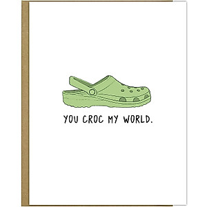 rockdoodles Croc My World Funny Anniversary Card For Husband, Fathers Day Card From Wife, 4.25 in. x 5.5 in.