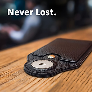 Encased Worlds Slimmest Airtag Wallet for Men, Ultra-thin Super Slim Profile (Deep Grain) PU Leather Card Holder Compatible with Apple AirTag, Black