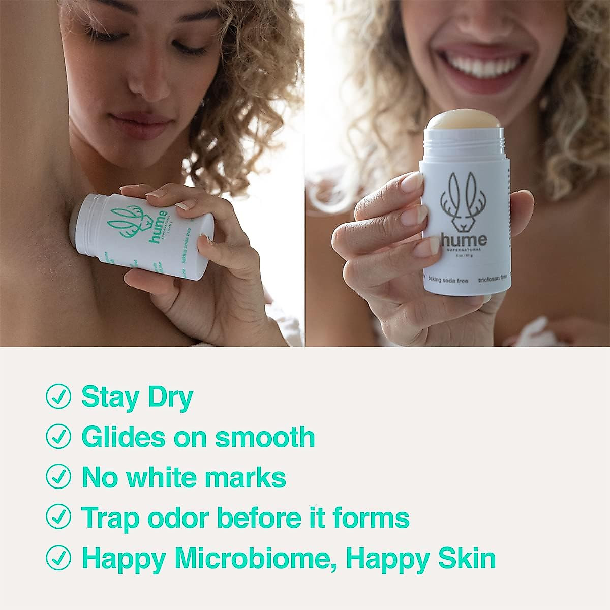 Hume Supernatural Roll On Aluminum Free Deodorant for Women & Men - Safe for Sensitive Skin - Probiotic and Plant-Based - Long-Lasting Moisture Absorbing - Clean and Effective - Desert Bloom - 2-Pack