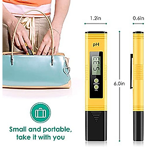 Precise Digital PH Meter, Tester with 0-14 PH Measurement Range for Household Drinking, Pool and Aquarium Water PH Tester Design with ATC Practical (Color : Yellow) Water Quality Detector