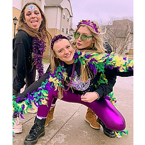 GLBCC Mardi Gras Headband Purple Crystal Jeweled Wide headband Festival Holiday Padded Hairband Carnival Party Hair Accessory (Mardi Gras purple Headband A)