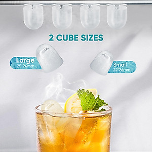 Sweetcrispy Countertop Ice Maker with Scoop, Basket and Handle, 9 Ice Cubes Machine Ready in 6 Mins, 26.5lbs in 24Hrs, 2 Sizes for Home Kitchen Office Bar Party(Black)