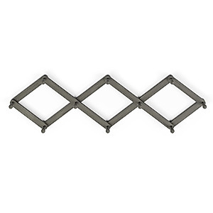 Ballucci Expandable Coat Rack Wall Mount, Adjustable Accordion Style 10 Peg Hanger - Brushed Gray