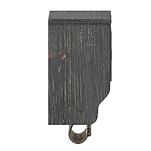 Merrick Lane Enid Wall Mount 24 Inch Solid Pine Wood Storage Rack with Upper Shelf, 5 Hooks, and Wire Baskets for Living Room, Kitchen, or Entryway in Blackwashed