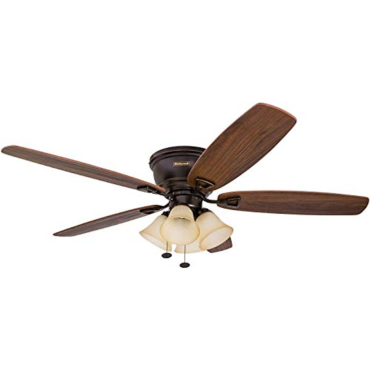Honeywell Ceiling Fans Glen Alden, 52 Inch Classic Flush Mount Indoor LED Ceiling Fan with Light, Pull Chain, Quick-2-Hang Dual Finish Blades, Reversible Motor - 50183 (Oil Rubbed Bronze)