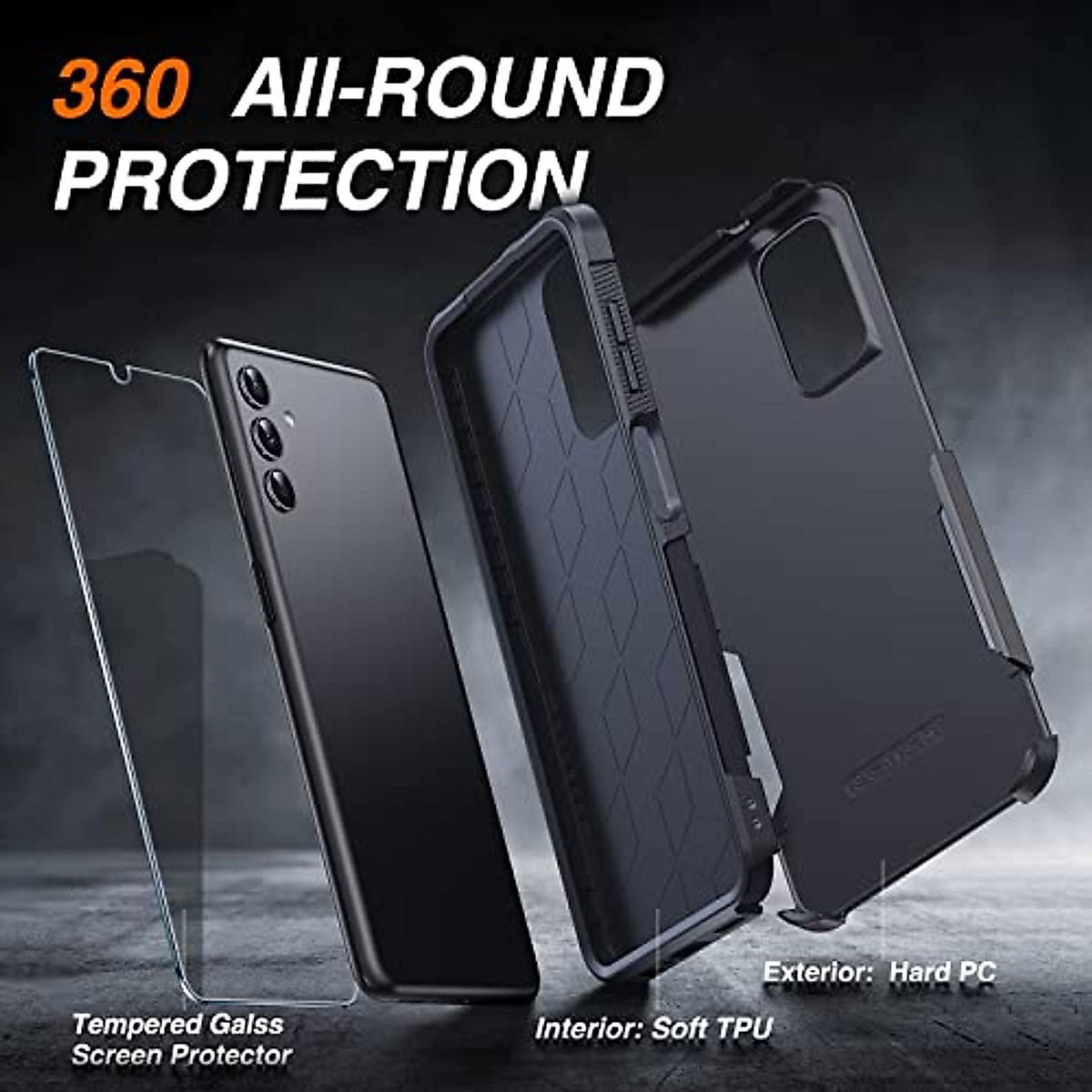 LK for Samsung Galaxy A13 5G Case, Galaxy A13 5G Case with Screen Protector, Dual Layer Heavy Duty Tough Rugged Shockproof Protective Phone Case for Samsung A13 5G, Black