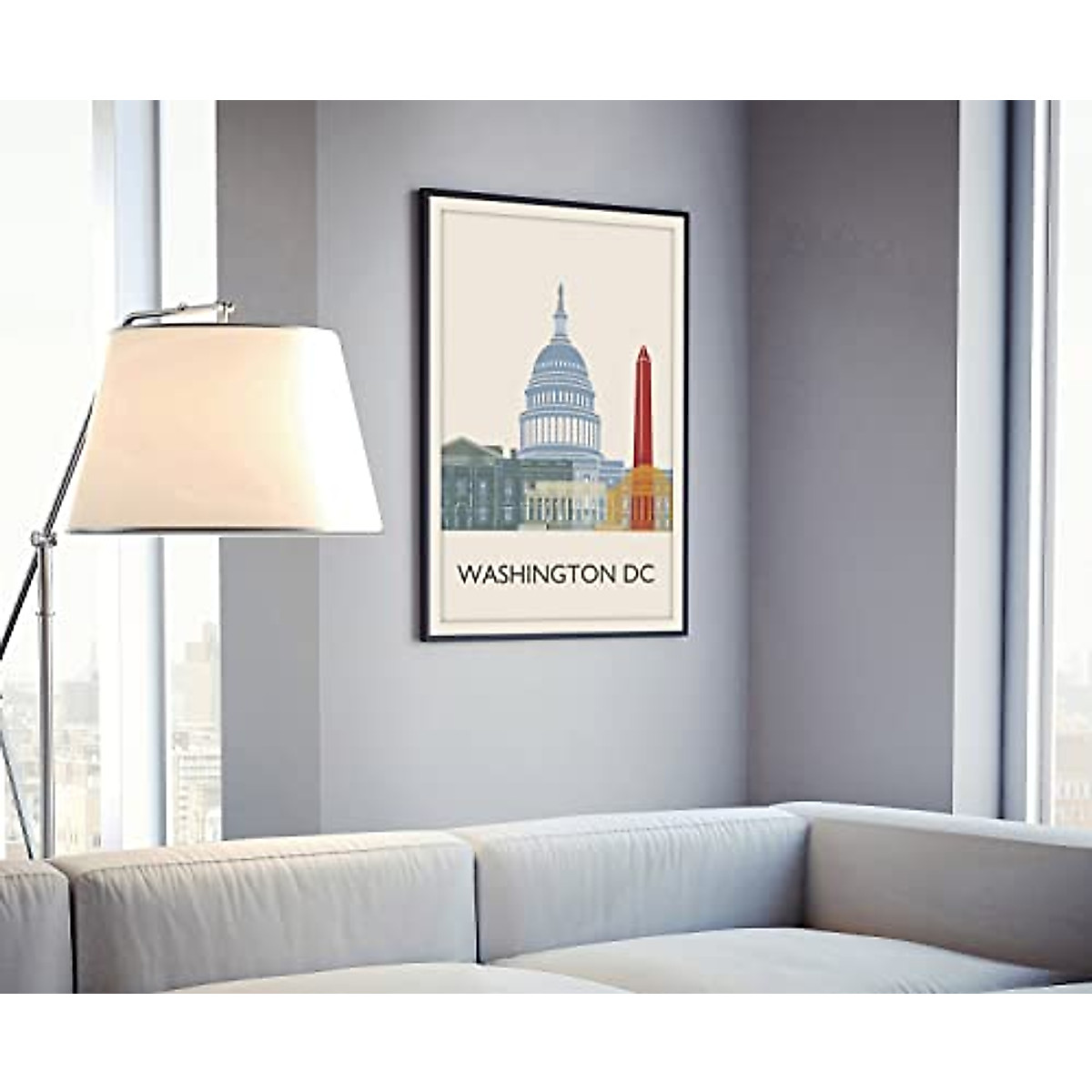 Washington DC Illustration Poster, Washington DC Skyline Poster Cityscape and Landmark Print, Washington Dc Illustration Home Wall Art, Office Wall Decor - 18x24