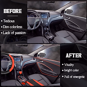 Riakrum 30 Pcs Car Accessories Set Red and Black PU Leather Steering Wheel Cover Auto Interior Accessories Gift Car Vent Trim Strips Air Conditioner Insert Strips with Installation Tool