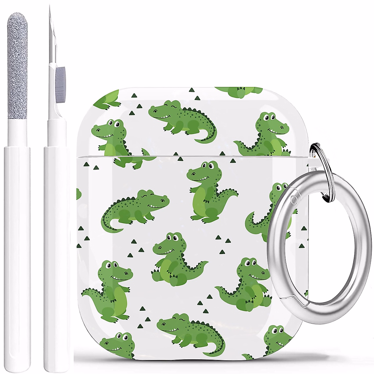 Dino Airpods Case Airpod Skin Protective Hard Case Cover Portable & Shockproof Women Girls with Keychain for Apple Airpods 2/1 Charging Case - Dinosaur