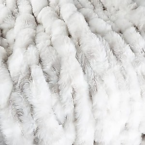 Lavish Home Oversized Ruched Faux Fur Blanket, 60x80-Inch Jacquard Faux Fur Queen-Size Throw for Beds and Sofas, Gray