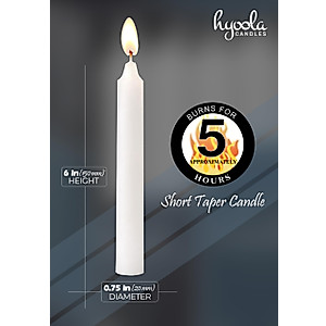 Hyoola Taper Candles - 6 Inch White Dripless, Unscented Dinner Candle - 36 Pack European Made Candles 5 Hour Burn Time