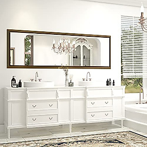 PILOCOS Upgraded 65 x 22 Inch Full Length Floor Mirror, Bronze Wall Mounted Full Body Mirror with Beveled Stereoscopic Aluminum Alloy Frame, Large Dressing Mirror for Living Room/Entryway/Bedroom