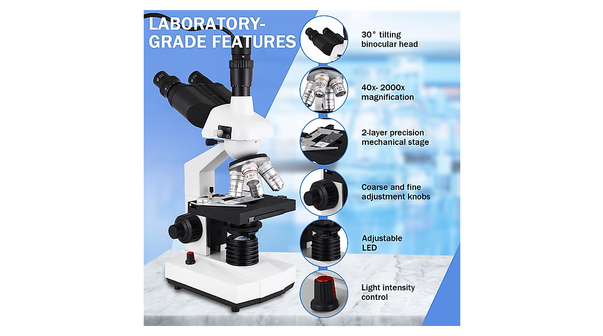 Poothoh Compound Trinocular Microscope, 40X-5000X Magnification ...