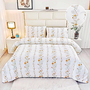 SDY 3PCS Floral Comforter Set Queen, Pink Flower Comforter Queen Bed in a Bag Set, Floral Bedding Lavender Aesthetic Comforter Set, Preppy Boho Spring Comforter Set for Kids, Toddler, Girls, Boys