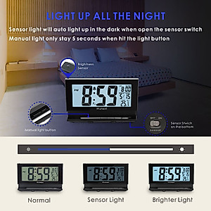 Plumeet Smart Night Light Digital Alarm Clock with Indoor Temperature, Battery Operated Clock Digital Display for Bedrooms, Desk Bedside Gifts Clock (White Light)
