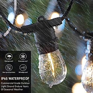 Stright 48FT Solar Powered String Light with Remote Control 8 Light Modes, Weatherproof Shatterproof LED Bulb 15 Sockets Outdoor Strand Patio Light for Fence Backyard