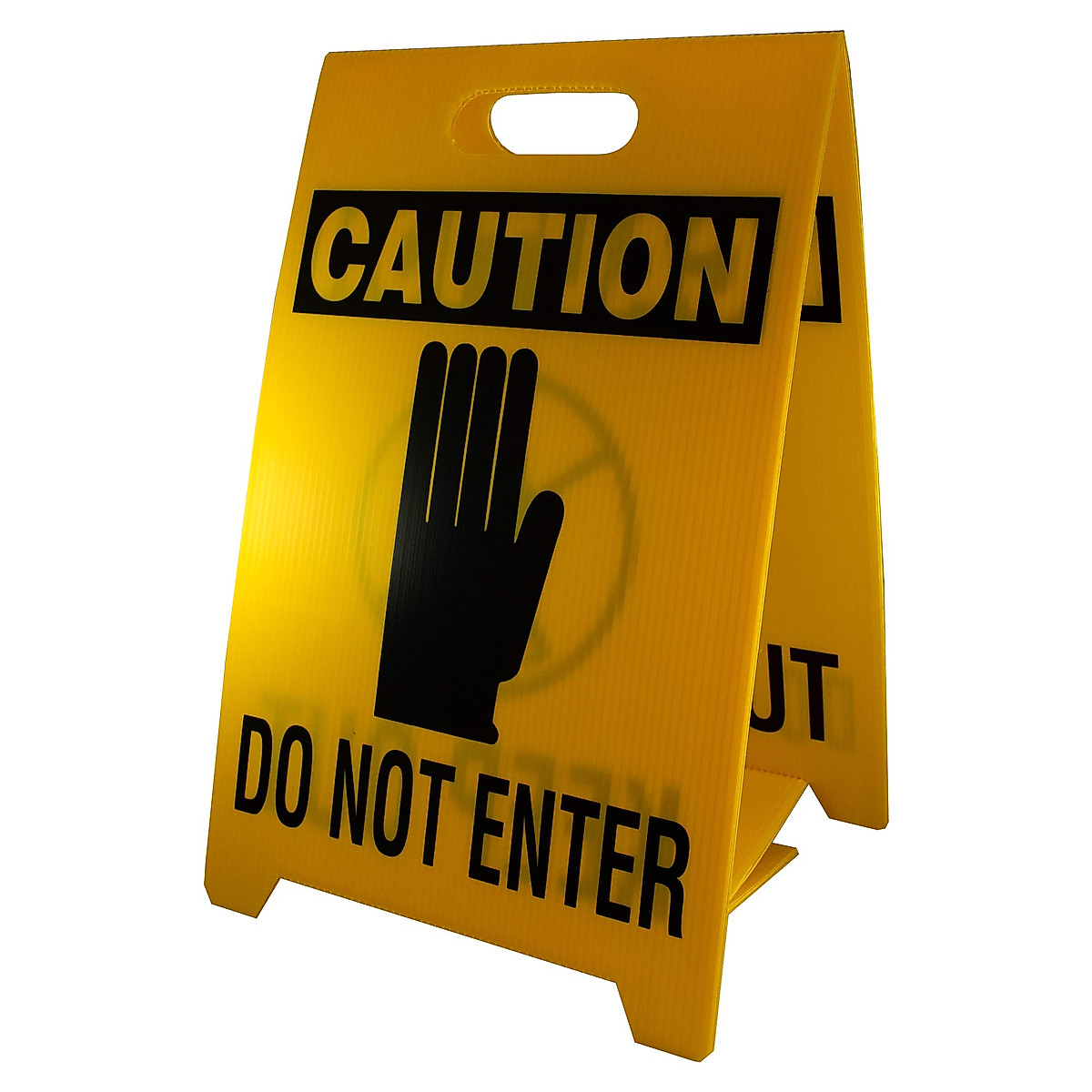 NMC FS8 CAUTION DO NOT ENTER Sign with Graphic - 12 in. x 19 in. Corrugated Plastic, Double-Sided Floor Sign with Black on Yellow