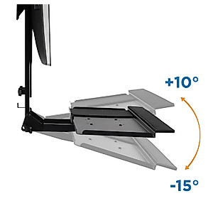 Mount-It! Monitor and Keyboard Wall Mount with CPU Holder, Height Adjustable Standing VESA Keyboard Tray, 25 Inch Wide Platform with Mouse Pad (MI-7919)