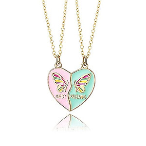 Lezmoii Best Friend Necklace Friendship Necklace Matching Magnetic BFF Necklace for 2 Girls Jewelry Friendship Gifts (D: Butterfly Heart)