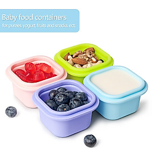 Termichy Baby Food Containers, 6 Pack Leakproof Silicone Baby Food Jars with Lids, Microwave, Freezer & Dishwasher Safe, Unbreakable Food Storages Prefer for Daycare-No Glass(4x3OZ, 2x6OZ))