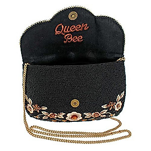 Mary Frances Golden Nectar Beaded Honey Bee Crossbody Clutch Handbag, Black