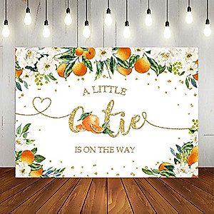 Lofaris A Little Cutie is On The Way Baby Shower Backdrop Citrus Orange Gender Reveal Background Greenery Orange Floral Newborn Baby Birthday Party Decorations for Girls Photo Booth Props 7x5ft