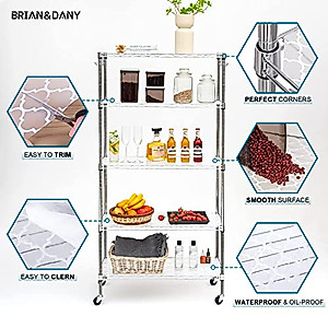 BRIAN & DANY Wire Shelf Liner 18" X 24", Heavy Duty Shelf Liners for Wire Shelving, Waterproof Protector Mats, Set of 5, Quatrefoil Grey