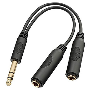 tisino 1/4 Splitter Cable, 1/4" TRS Stereo Male to Dual 1/4" TRS Stereo Female Jack Quarter Inch Splitter Cord - 8 inches /20cm