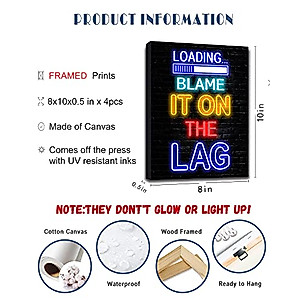 Drsoum Video Game Room Decor for Boys - Gaming Wall Art - Neon Gaming Room Decor - Game Poster FRAMED 8"x10" - Gamer Wall Decor - Teenage Boy Room Decor