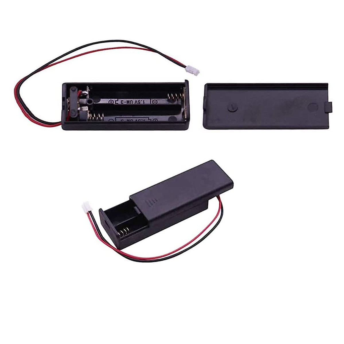 AIMPGSTL AAA 3V 2 x AAA Battery Holder Case Cover Shell with ON/Off Switch PH2.0-2Pin Connector for Arduino Raspberry Pi Micro:Bit DIY Project Plastic Storage Boxes