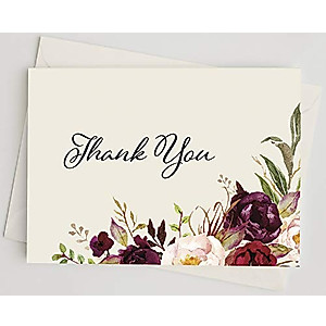 Funeral Thank You Cards - Sympathy Bereavement Thank You Cards With Envelopes - Message Inside (25, Rose)