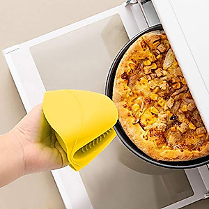 KUFUNG Silicone Cooking Pinch Grips Oven Mitts, Finger Protector Pot Holder for Kitchen,Cooking,Baking,BBQ - Heat Resistant Gloves (Yellow)