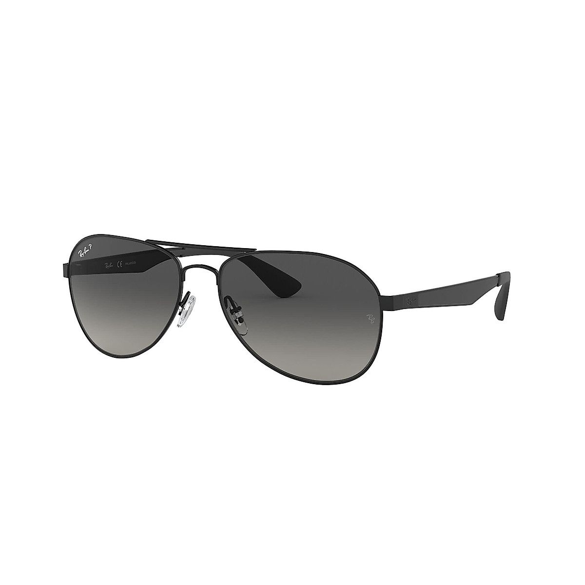 Ray-Ban RB3549 Aviator Sunglasses, Black/Polarized Light Grey Gradient Dark Grey, 61 mm