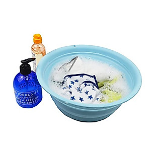 SAMMART 5.5L (1.45 Gallon) Collapsible Tub - Foldable Dish Tub - Portable Washing Basin - Space Saving Plastic Washtub (Sea Angel, 1)