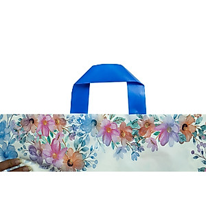 Infinite Pack 18" x18"(100pcs) Floral Thank You Bag with Soft Loop Handle & Bottom Gusset - 2.35 Mil Thick Plastic Merchandise Shopping Bag for Goodies, Clothing, Shower Gift, Retail Boutique Bags