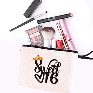 Hanamiya Na Sweet 16 Gifts for Girls, Makeup Bag-16th Birthday Sweet Sixteen -16 Years Old Girl Birthday Gift, Cosmetic Pouch, Travel Case, Makeup bag for Girls