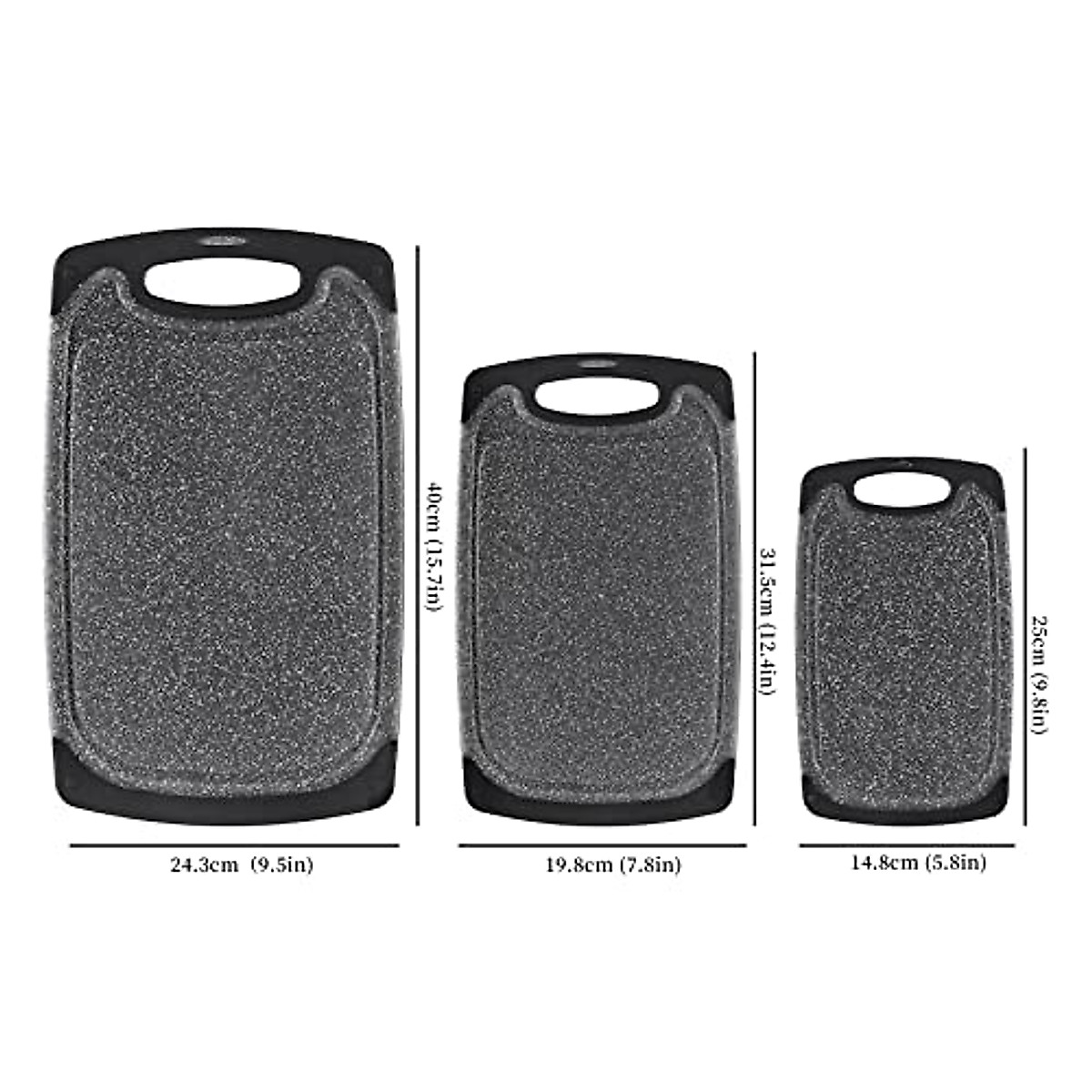 Cutting Board, Lccowot 3PCS Plastic Cutting Boards With Non-Slip Feet and Deep Drip Juice Groove, Easy Grip Handle Chopping Board for Meat, Veggies, Fruits, BPA Free, Dishwasher safe