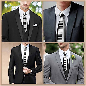 Yekiua Keyboard Ties Piano Keys Key Board Musical Instrument Men's Business Necktie For Husband Father Valentine's Day Father's Day Gift White Black
