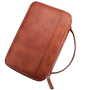 AMANCY Portable Multi-Function Brown Leather Cedar Wood Lined 5 Holder Cigar Case, Cigar Organizer Humidor with Cutter and Lighter,Great Gift for Cigar Lovers