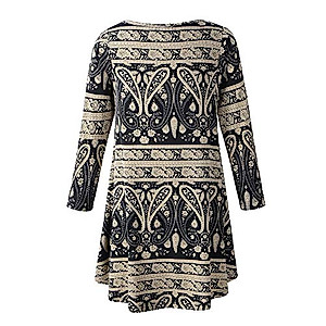 Veranee Women's Plus Size Swing Tunic Top 3/4 Sleeve Floral Flare T-Shirt (XX-Large, 16-10)