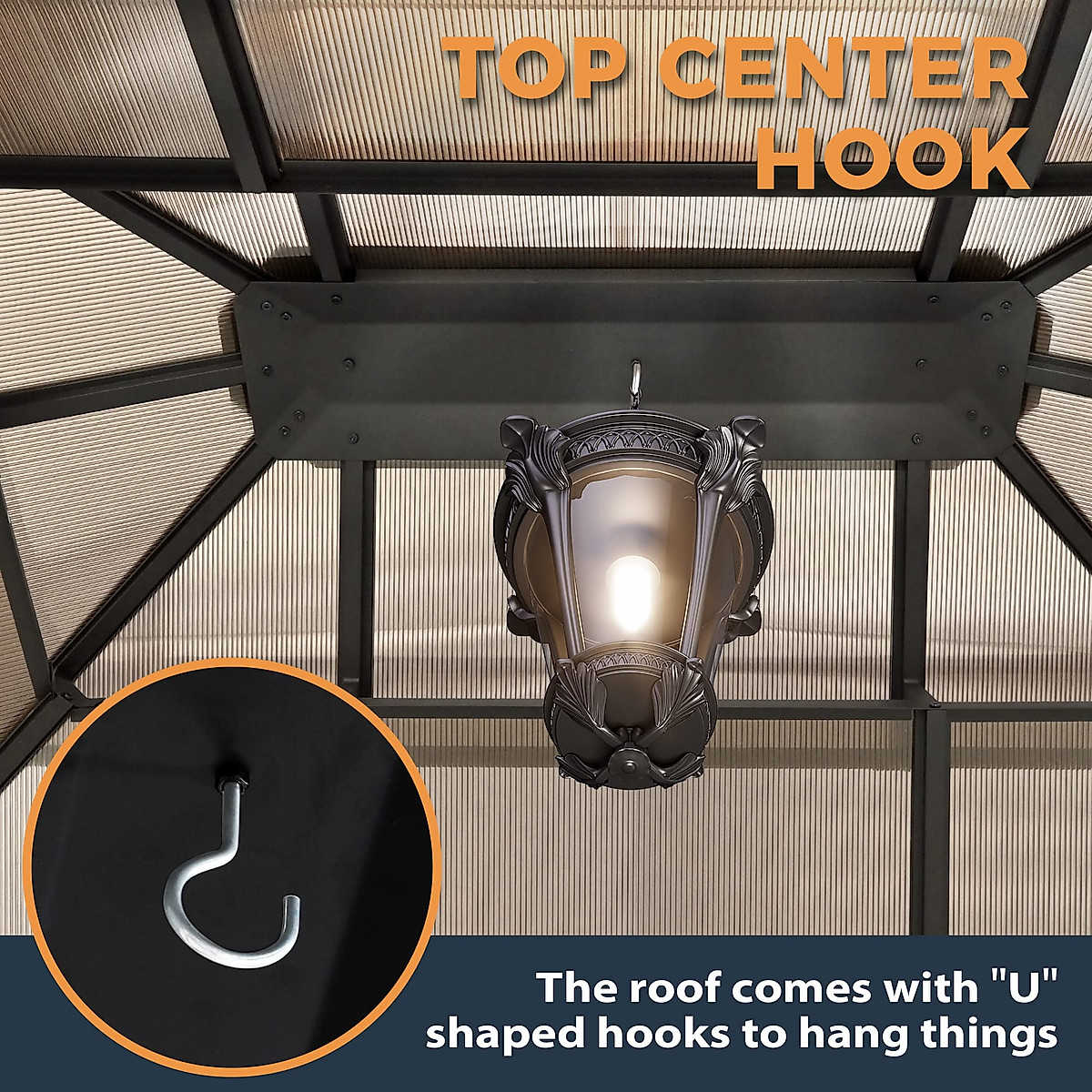 HAPPATIO Hardtop Gazebo, 10'x 12' Polycarbonate Double Roof Aluminum Furniture Gazebo, Outdoor Canopy with Netting and Curtains for Backyard, Patio, Parties, Lawns (Brown)