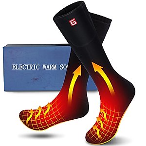 Autocastle Heated Socks for Men Rechargeable Electric Battery Heated Stockings,Male Winter Warm Battery Powered Heat Insulated Sox,Novelty Climb Hike Thermal Socks Hunt Ski Cycle Foot Warmer,Black L