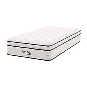 Oakestry Jenna 10-inch Twin Size Memory Foam Mattress Separately Encased with Wrapped Pocket Coils for Cool Sleep and Pressure Relief, White
