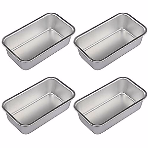 PRIZOM 4Pcs Aluminum Loaf Tin Rectangular Non-Stick Bread Mould Bread Loaf Pans Kitchen Dining Bar Supplies