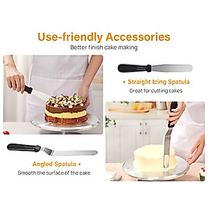 Kootek Aluminium Cake Turntable, 12 Inch Rotating Cake Stand, 35 pcs Cake Decorating Kit Supplies with 24 Numbered Icing Piping Tips, 2 Frosting Spatula, Pastry Bags and Other Baking Tools