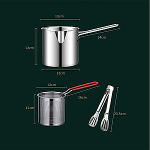 SHERCHPRY 1 Set of Stainless Steel Stock Fry Pot with Strainer Basket, Deep Fryers Frying Pot for Frying Fish Shrimp Chicken and Fries (with Clip)