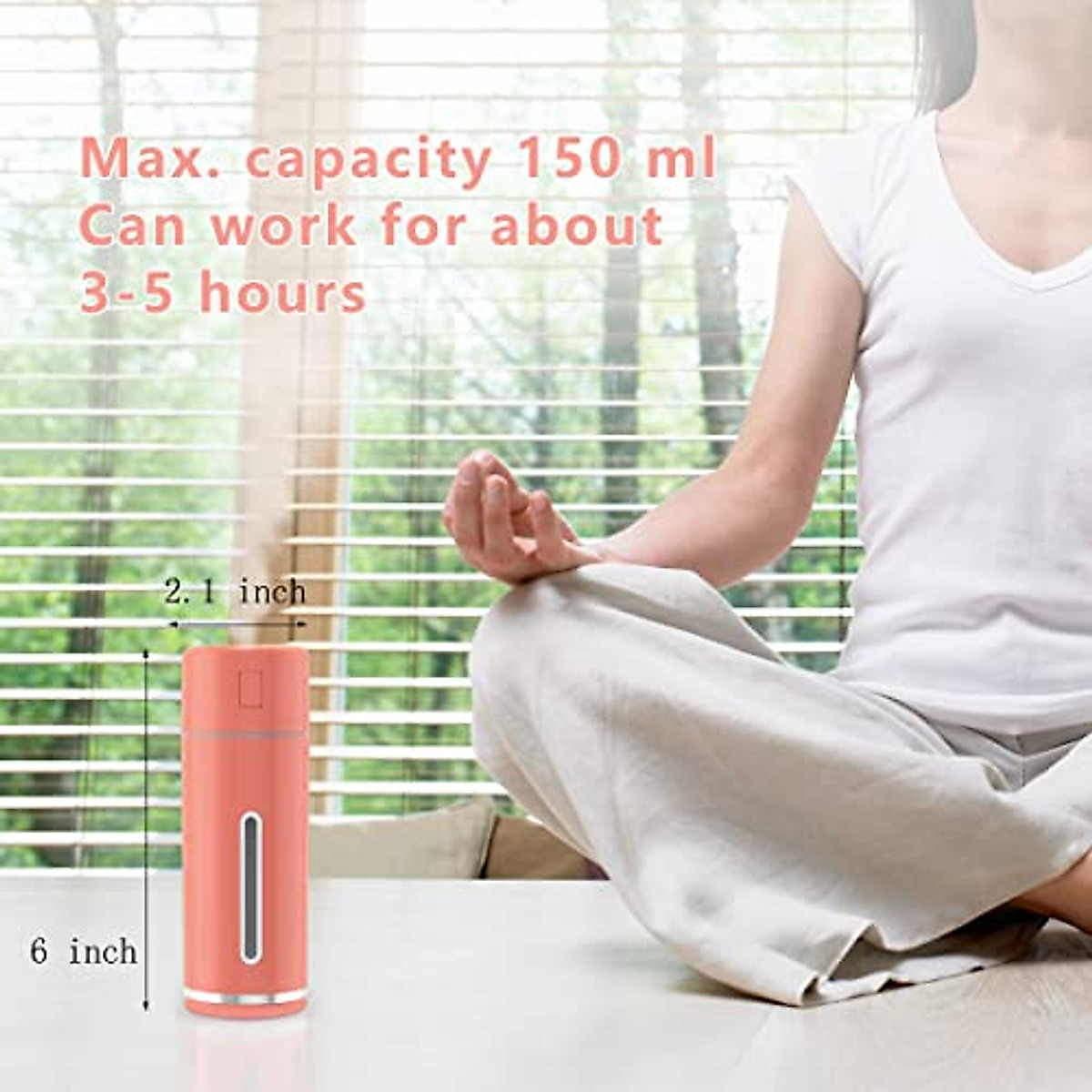 Cool Mini Humidifier Diffuser, Essential Oil Diffuser,USB Portable Desk Humidifier with 2 Mist Modes and 7-Color Lights,Waterless Auto Shut-off,for Car,Bedroom,Home,Office(Pink)