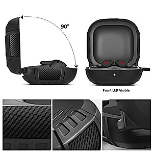 AIRSPO Beats Fit Pro Case Cover,Military Hard Shell Case for Apple Beats Fit Pro 2021 Shockproof Protective Beats Fit Pro Earbuds Case with Keychain (Black)